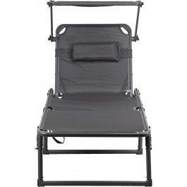 Portal Outdoors Aldi Mesh Sunbed with Sun Shade Grey | Camping and General