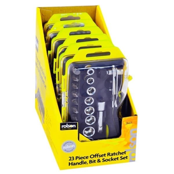 Rolson 23pc Offset Ratchet Handle Bit & Socket Set 28421 | Camping and ...