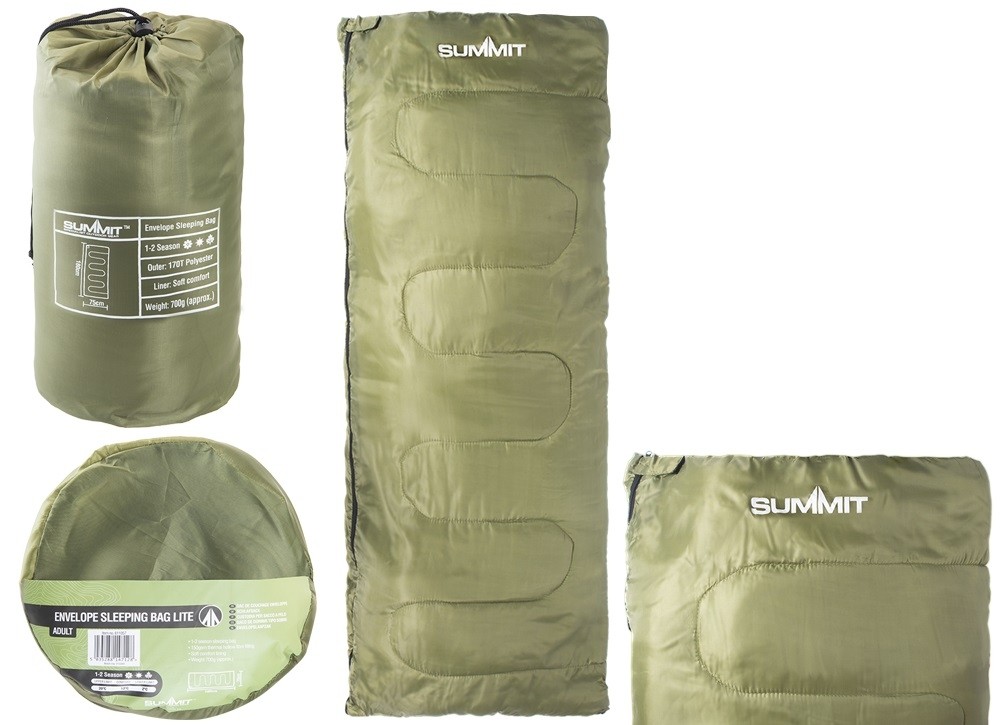 Summit Green Lightweight Rectangular Sleeping Bag 150g m2 611057